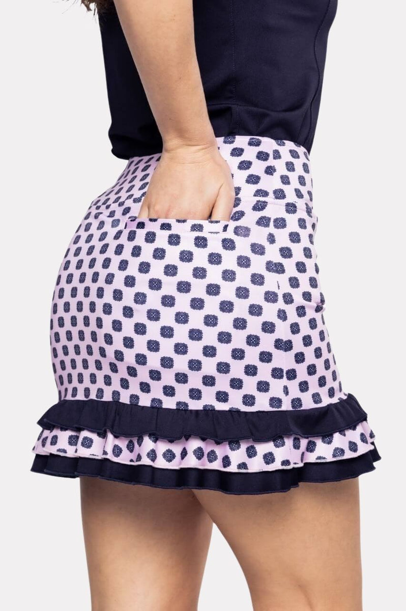 Light Pink/Navy Ruffle Skort | Printed & Patterned Skort by Golftini