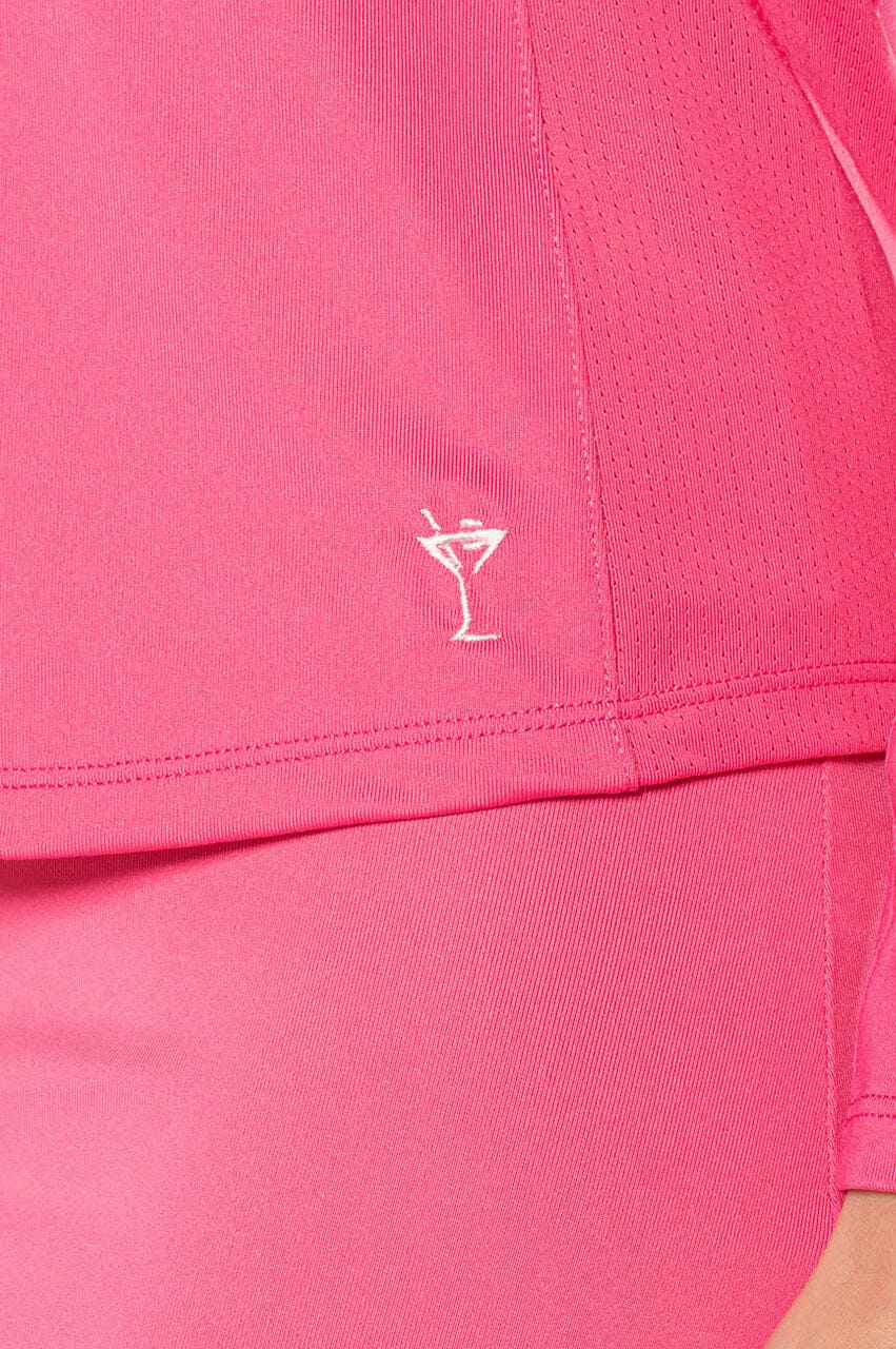 Hot Pink Long Sleeve Ruffle Stretch Polo Women S Golf Top Golftini