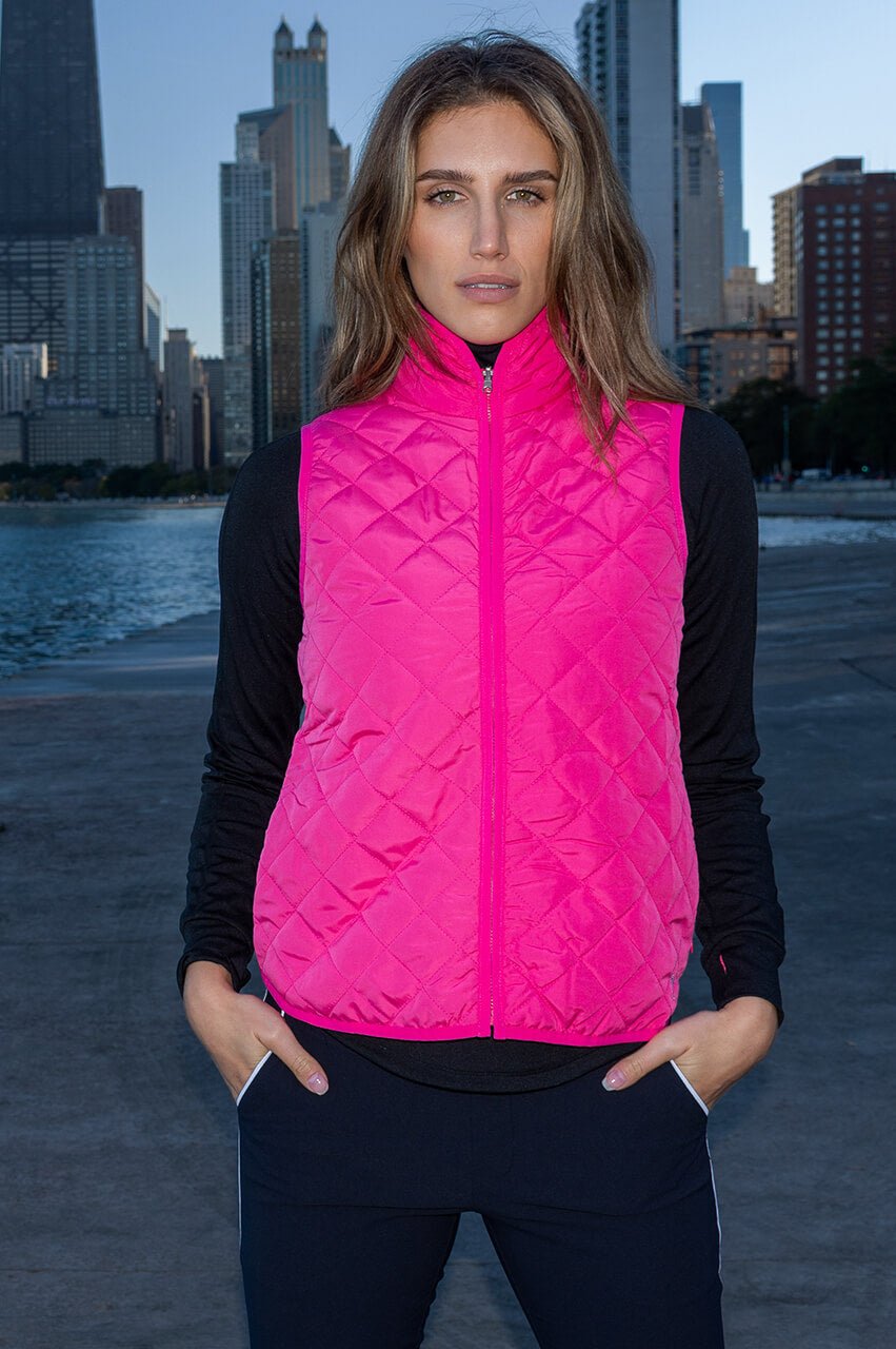 Golftini | Hot Pink Quilted Wind Vest - Women's Golf Outerwear