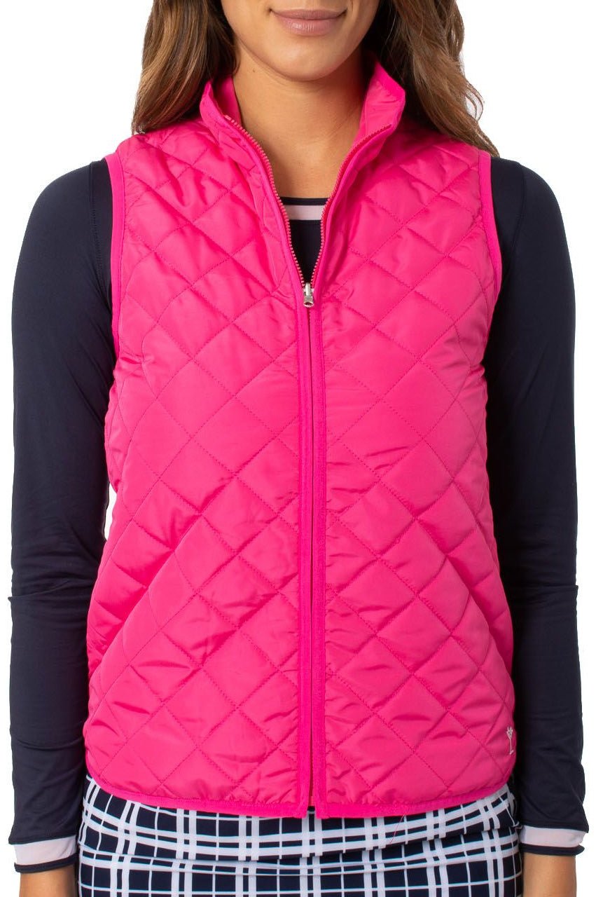 Golftini | Hot Pink Quilted Wind Vest - Women's Golf Outerwear