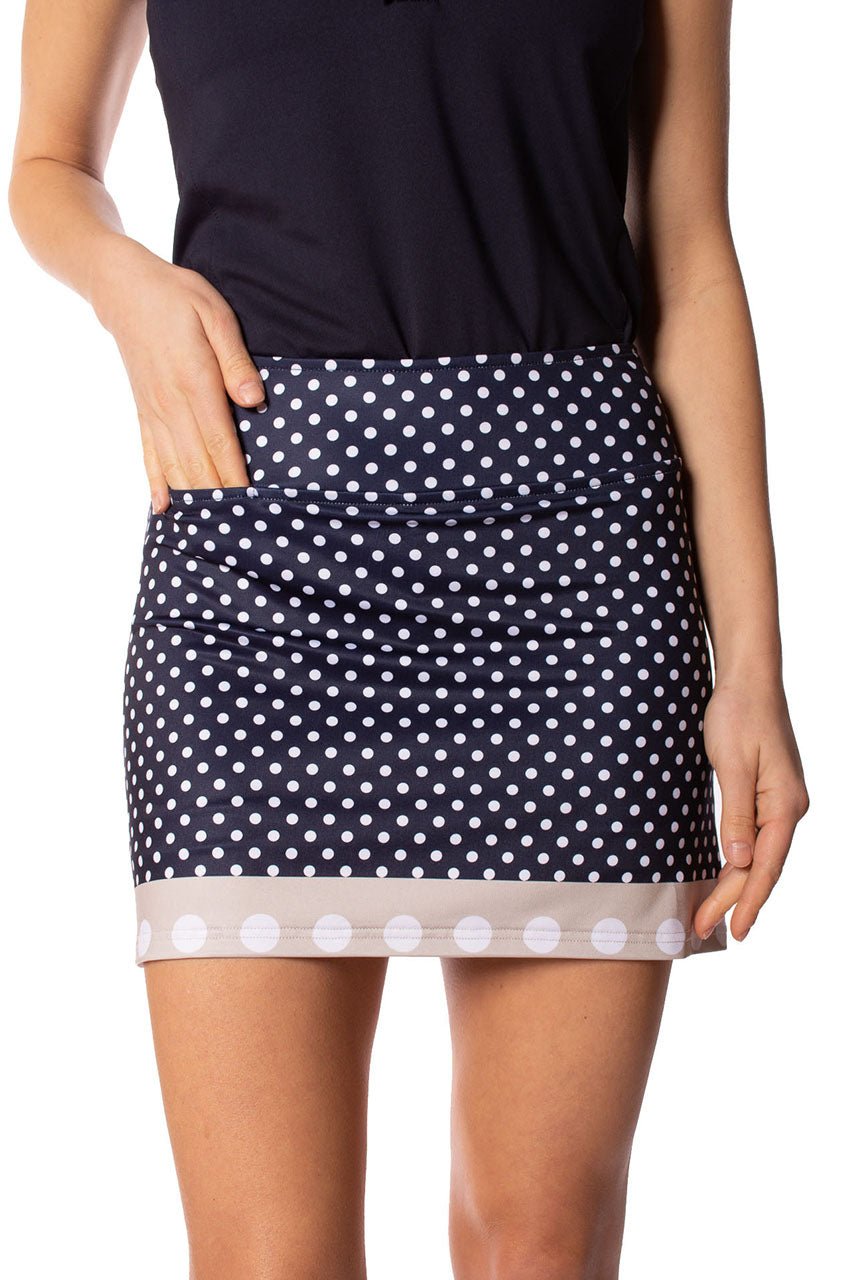 Golftini | Navy and Gold Polka Dot Golf Skort | Women's Golf Skort