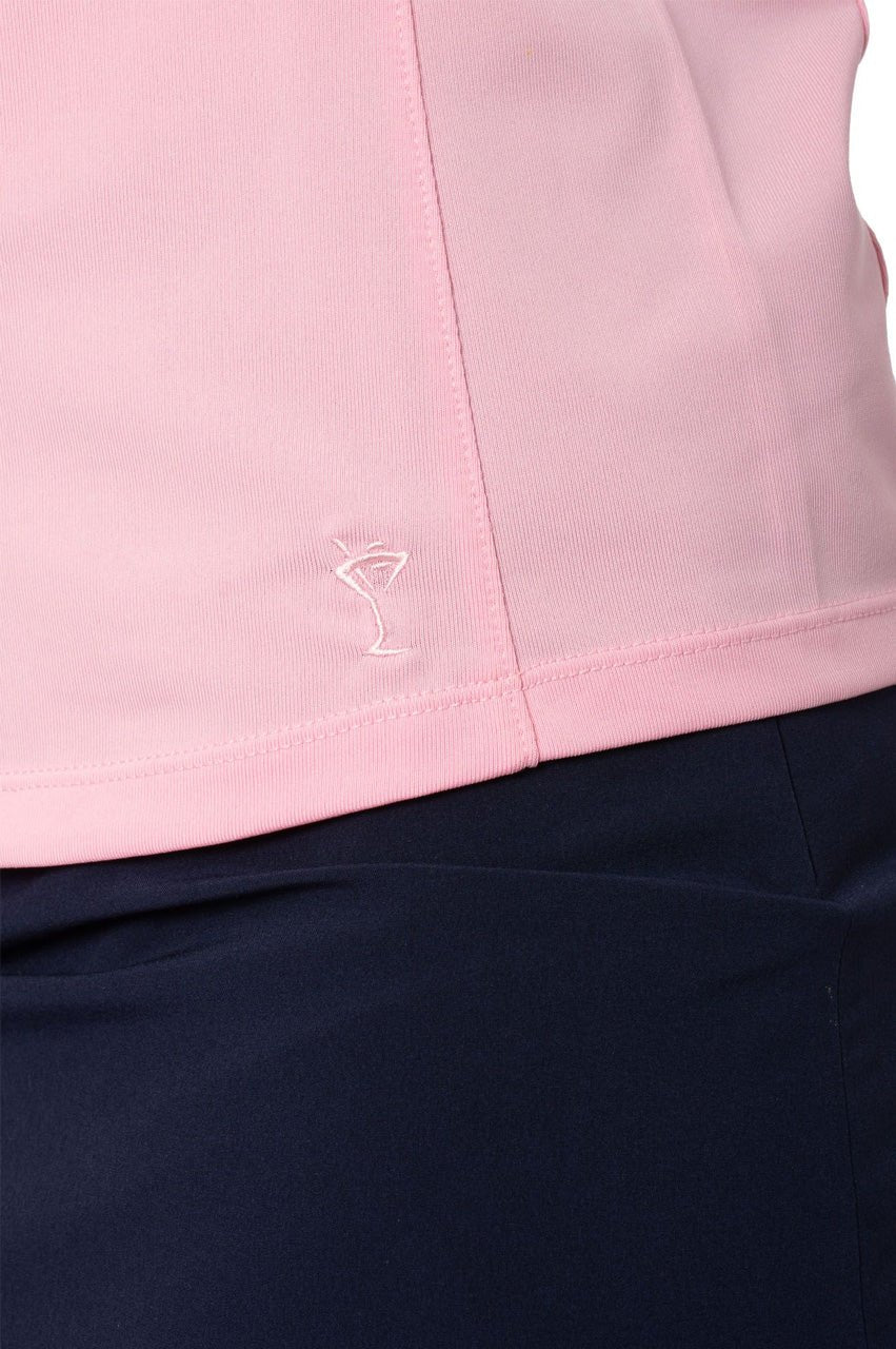 Golftini | Light Pink Sleeveless Zip Stretch Polo - Ladies Golf Top