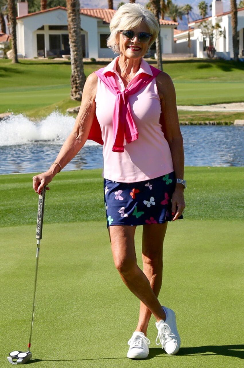 Golftini | Light Pink Sleeveless Zip Stretch Polo - Ladies Golf Top