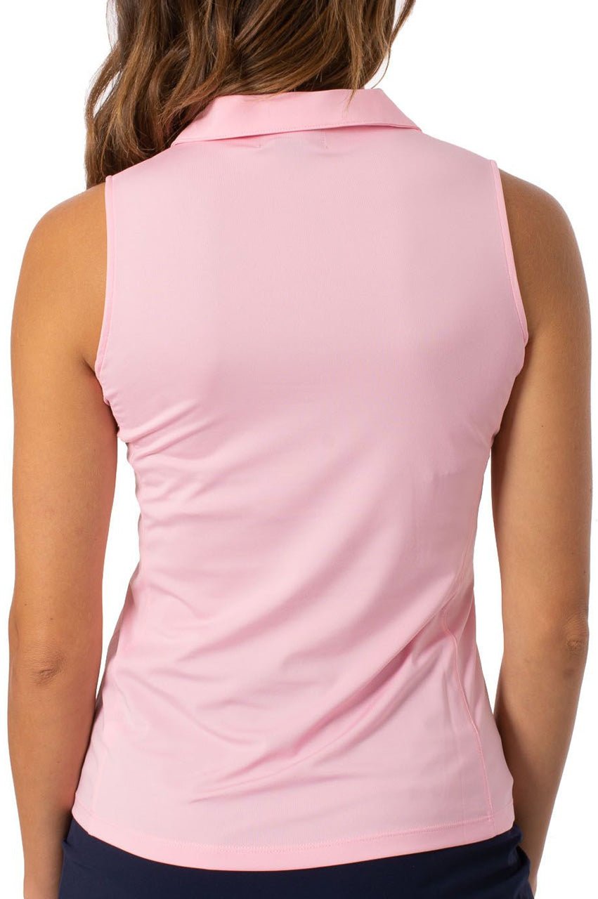 Golftini | Light Pink Sleeveless Zip Stretch Polo - Ladies Golf Top