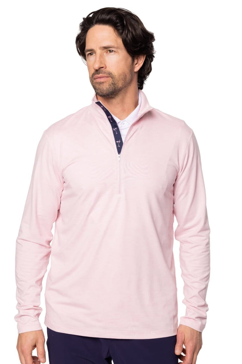 Men's Heathered Pink Quarter Zip Golf Pullover | Golftini For Men