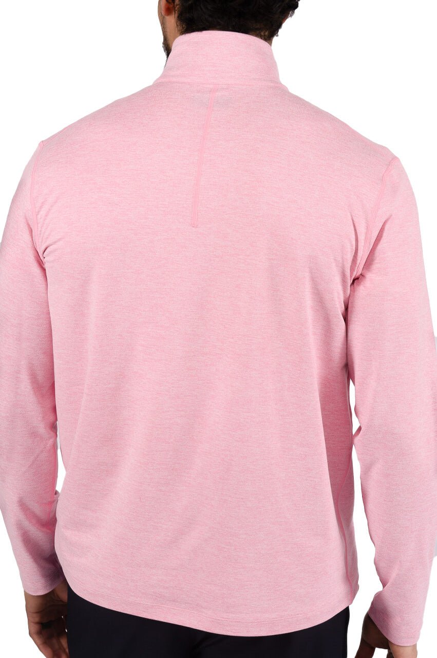 Men's Heathered Pink Quarter Zip Golf Pullover | Golftini For Men
