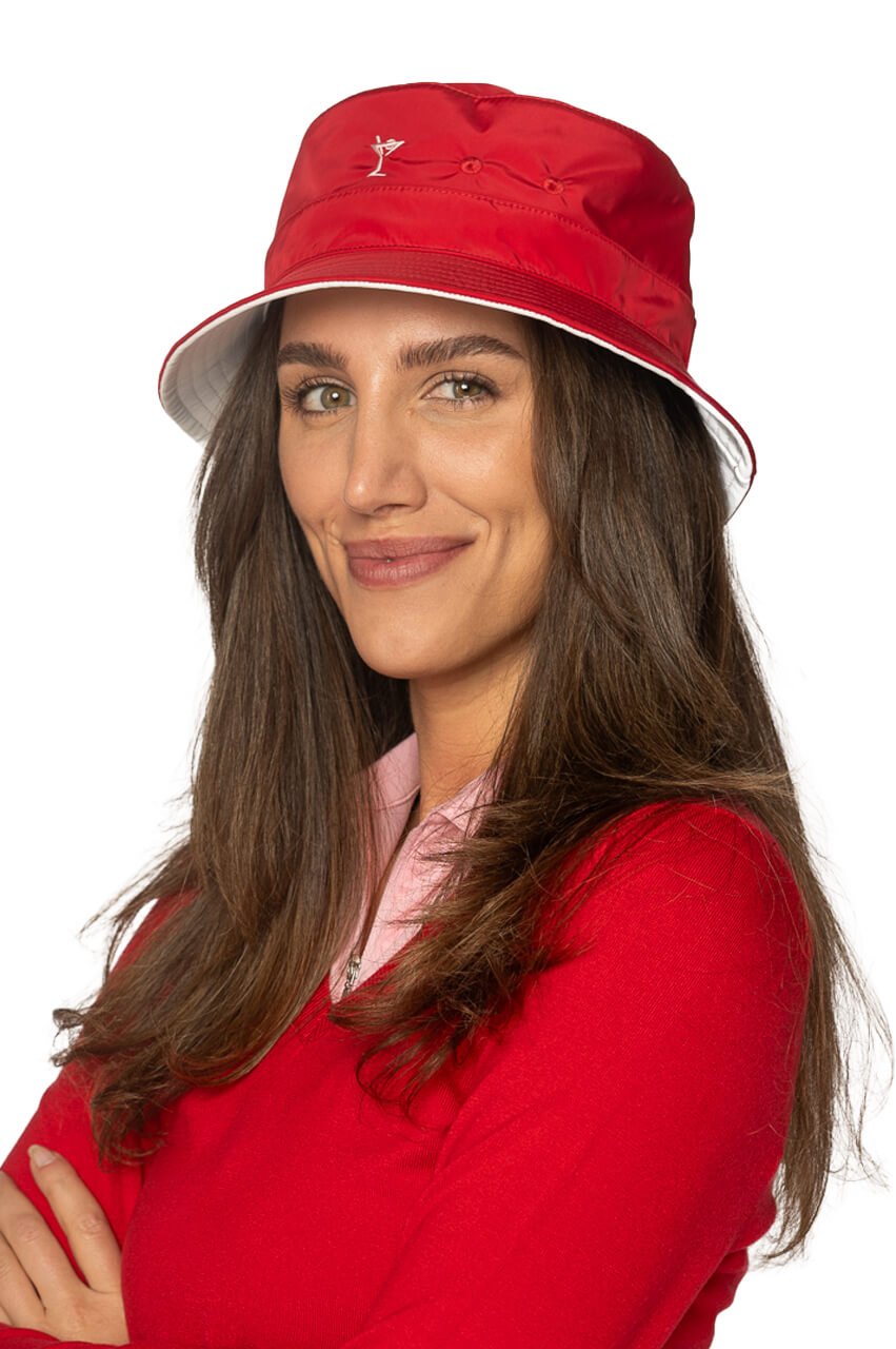 Red/White Reversible Bucket Hat | Women's Hat - Golftini