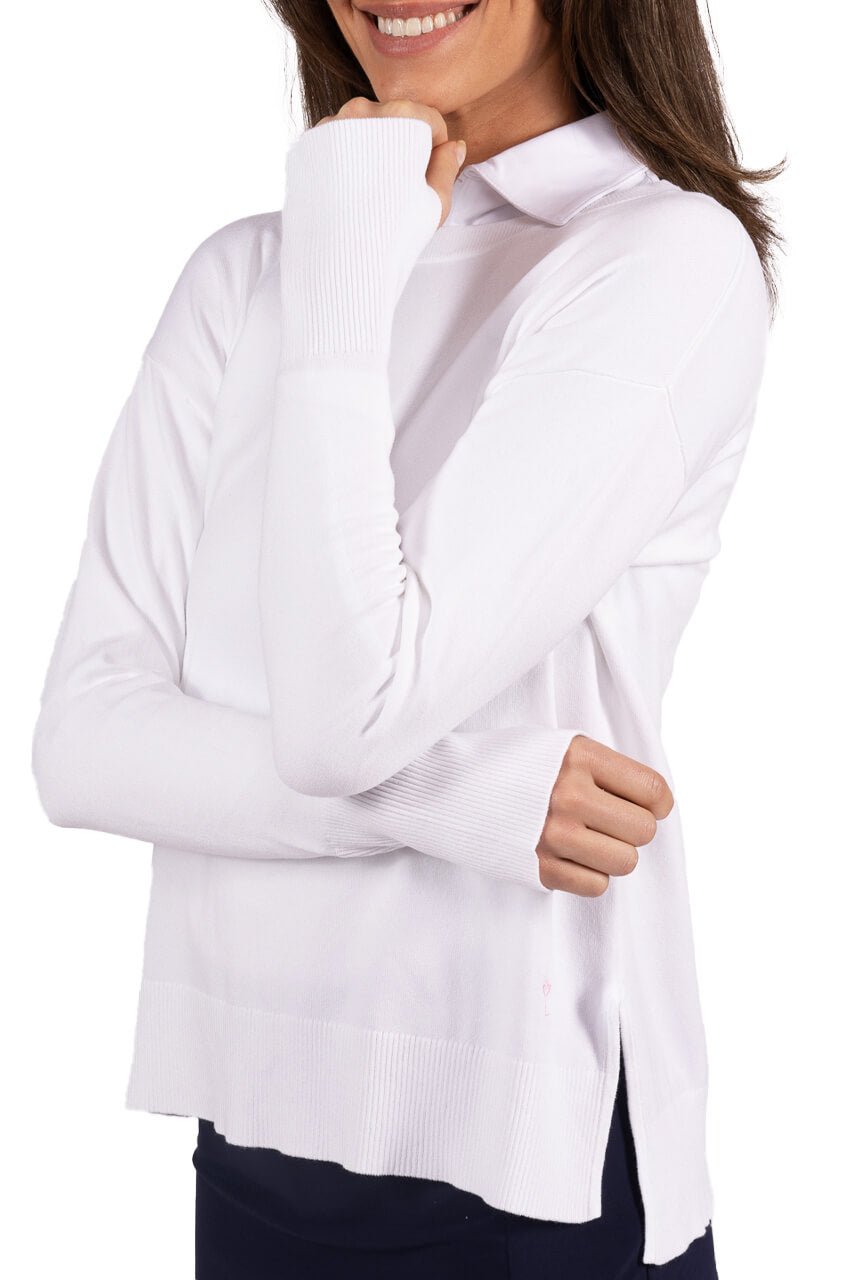 White Relaxed Fit Sweater | Fashion Sweater - Golftini